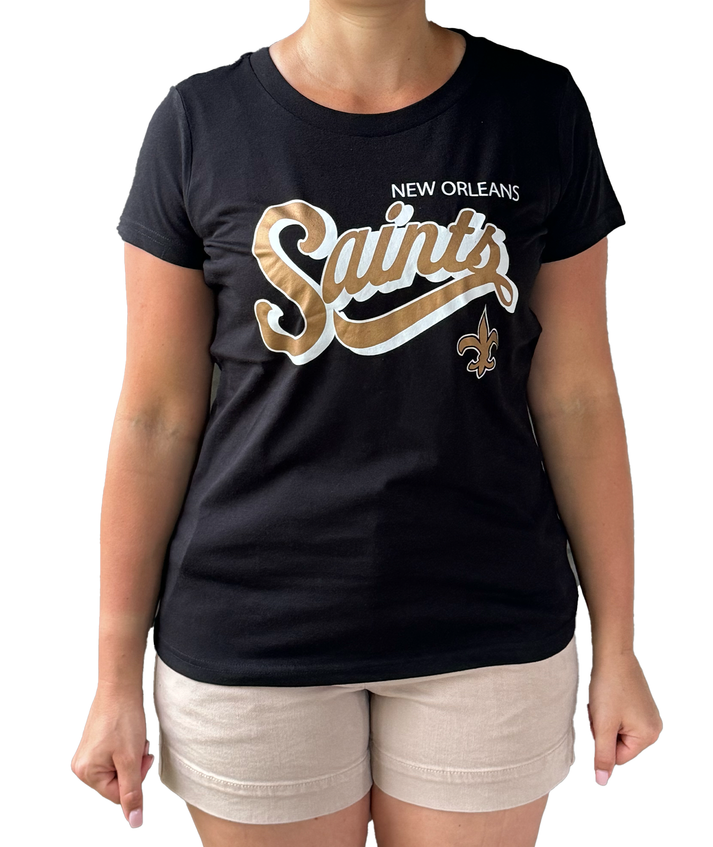 New Orleans Saints Women's Short Sleeve Shirt - Script SAINTS – Black ...